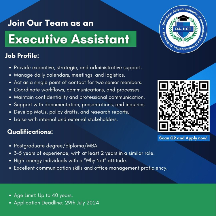 Executive Assistant | Dhirubhai Ambani Institute of Information and ...